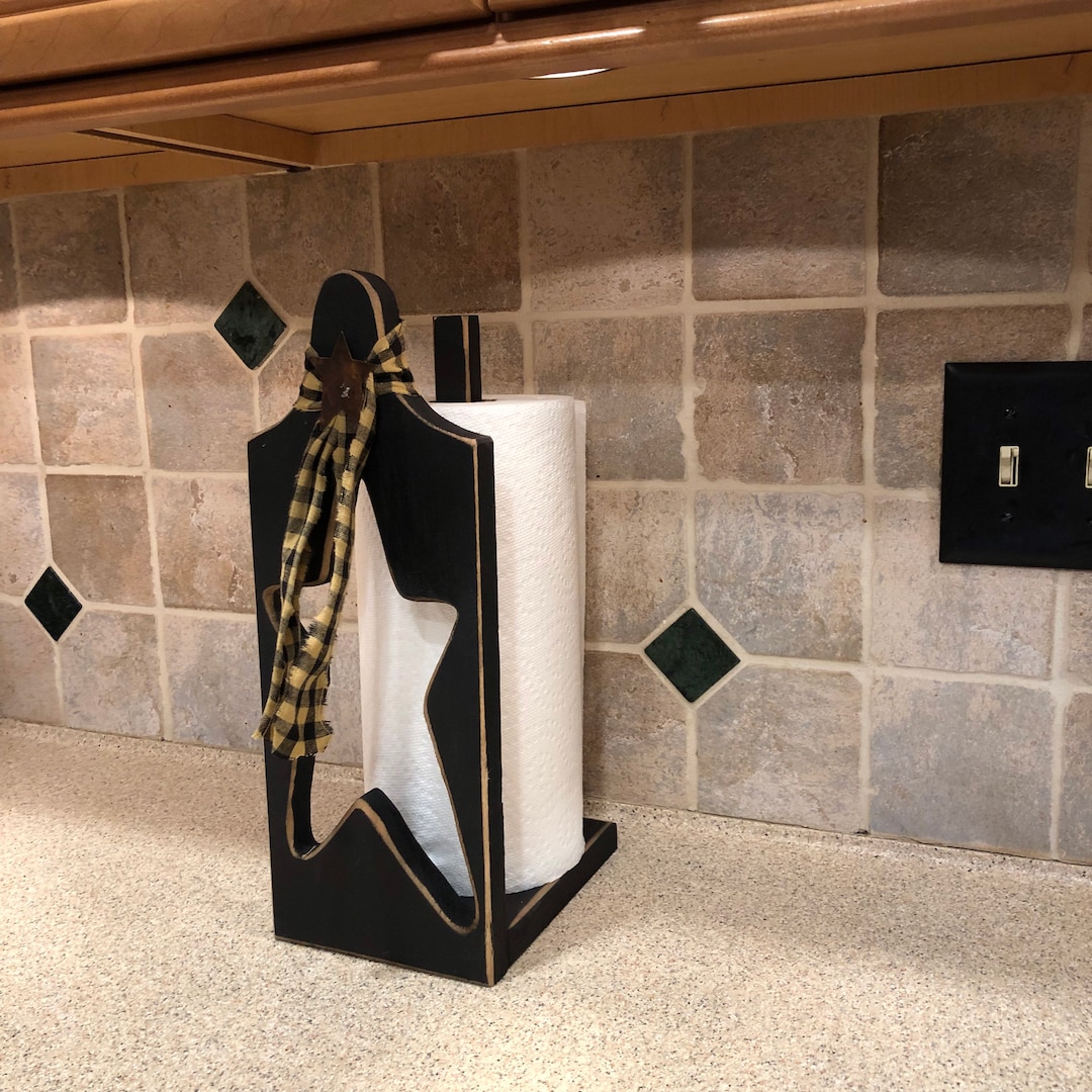 Wooden Paper Towel Holder Farm House Kitchen Hand Crafted Kitchen Decor ...