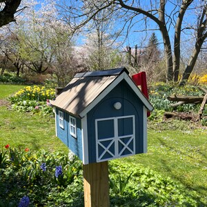 Wooden Barn Mailbox With a Durable Vinyl Shake Roof Amish Made Unique ...