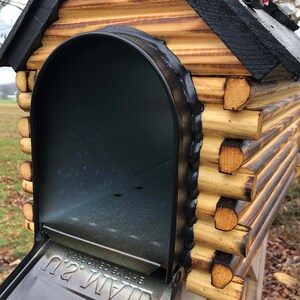 Wooden Mailbox With Cedar Shake Roof and Stone Chimney | Metal Mailbox ...