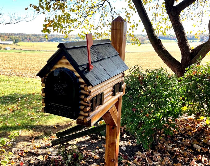Wooden Mailbox With Windows and Cedar Shake Roof Metal Mailbox Insert ...