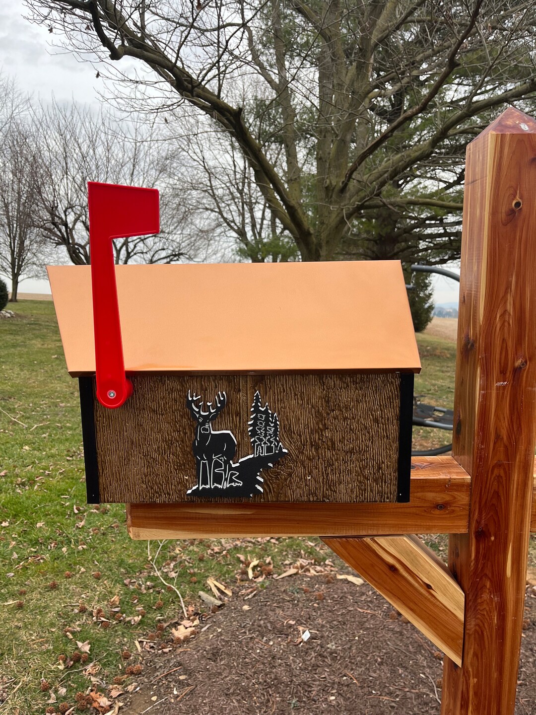 Wooden Deer Mailbox With a Beautiful Copper Roof | Amish Made | Unique ...
