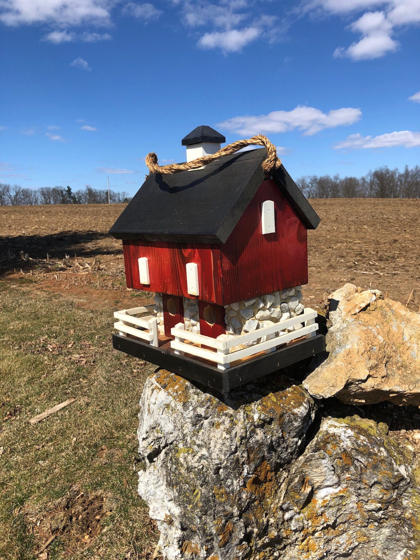 Barn Style Birdhouse Amish Made Wooden Birdhouse With Two - Etsy