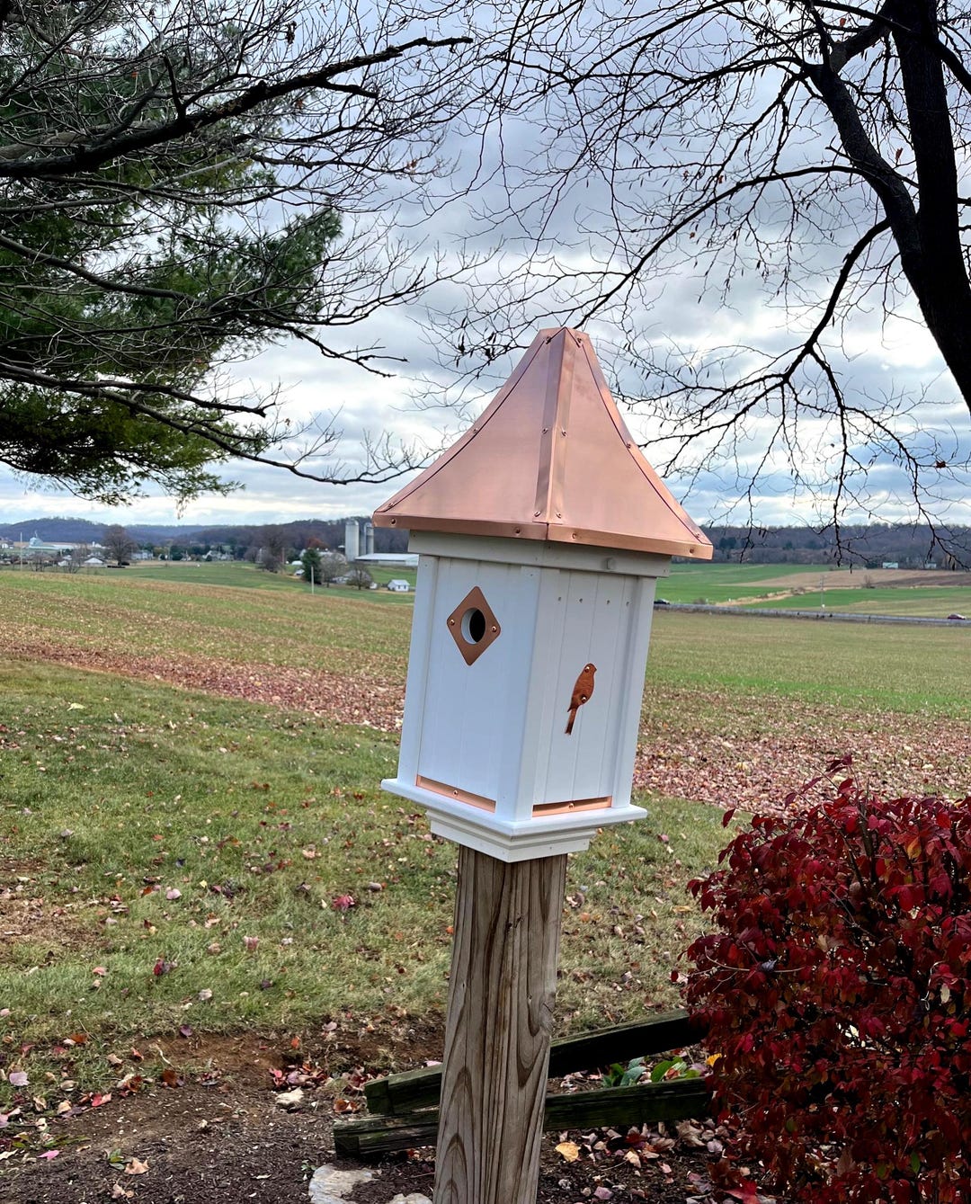 Beautiful Castle Birdhouse With 1 Hole and Copper Roof | BHCS - Etsy
