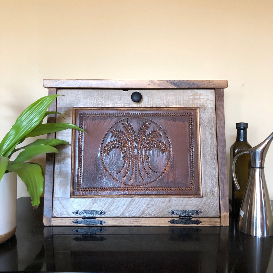 Bread Box | Rustic Roughsawn Lumber Hand Crafted | Light Brown Box ...