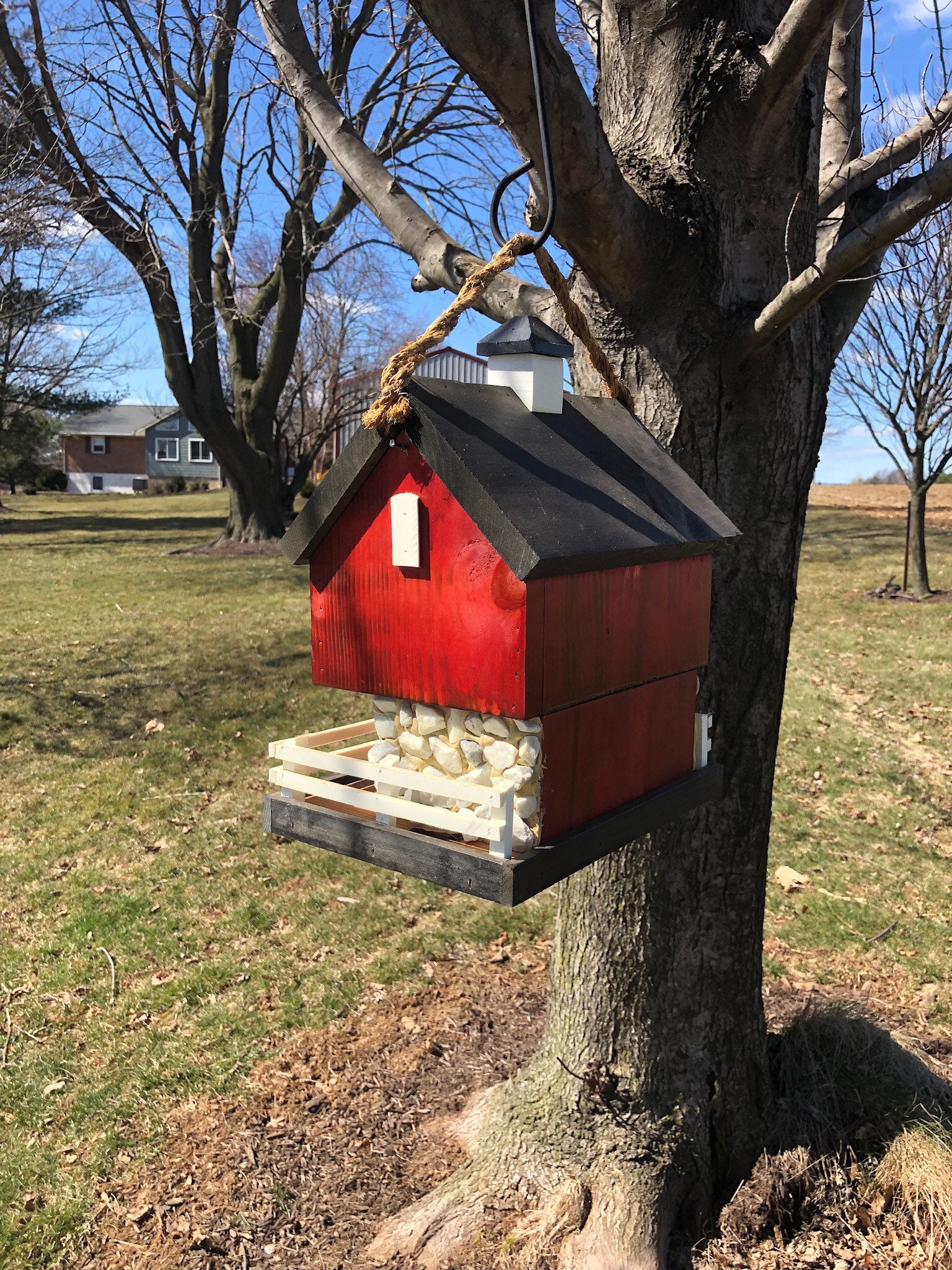 Barn Style Birdhouse Amish Made Wooden Birdhouse With Two | Etsy