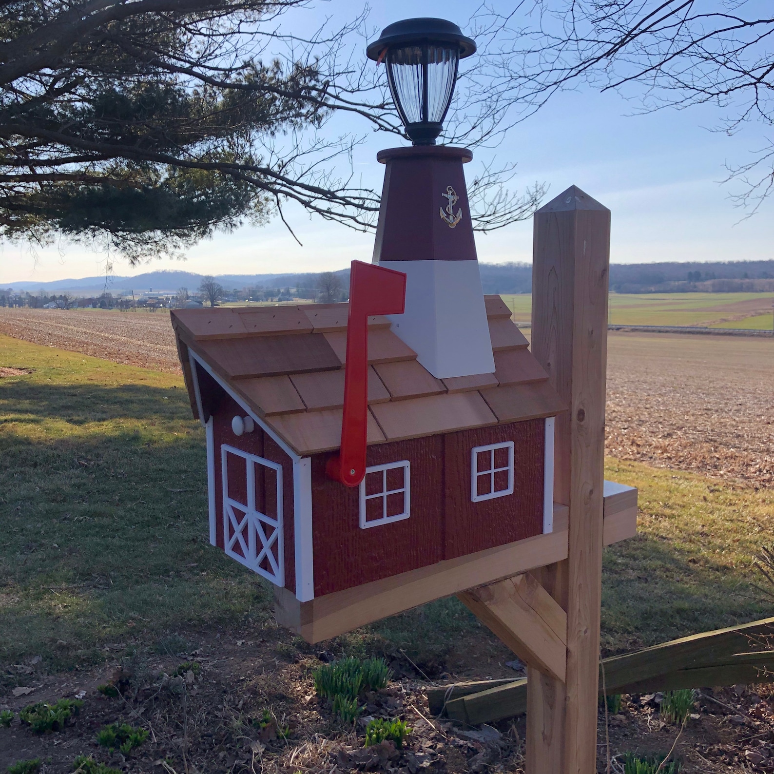 Barnegat Lighthouse Mailbox Wooden Mailbox Solar - Etsy