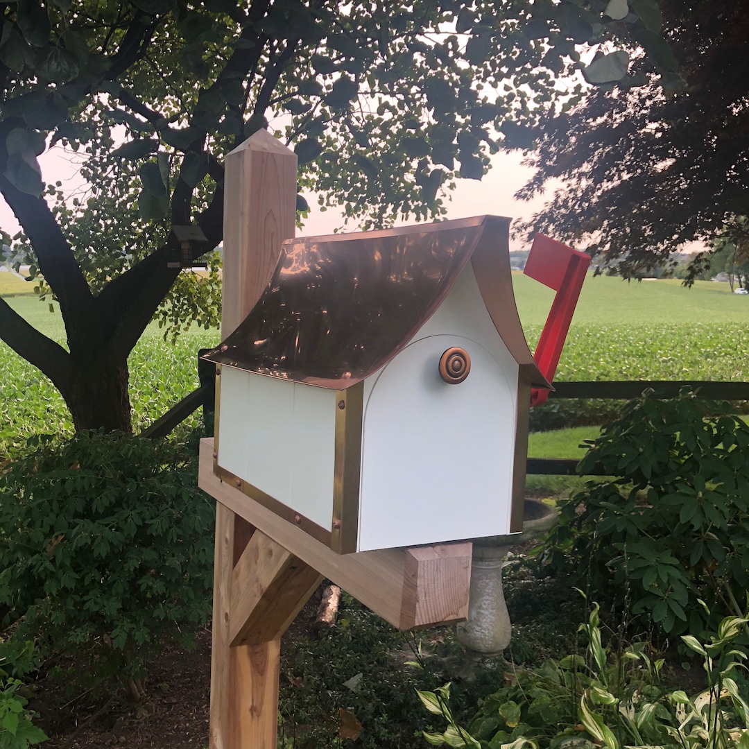 Stunning Mailbox With Copper Roof | Durable Vinyl Mailbox | EW-MBCV - Etsy