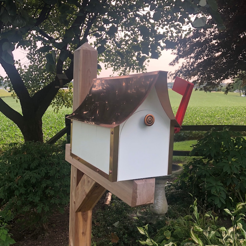 Stunning Mailbox With Copper Roof Durable Vinyl Mailbox | Etsy