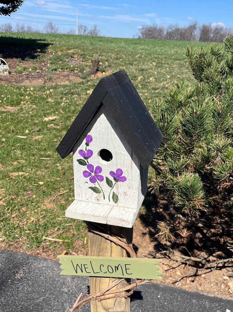 Welcome Sign With Birdhouse | Porch Décor | Garden Décor From Reclaimed ...
