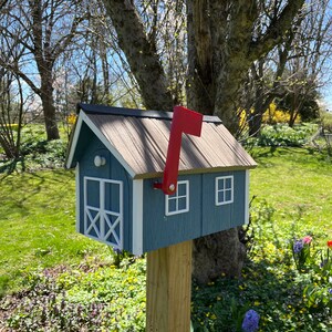Wooden Barn Mailbox With a Durable Vinyl Shake Roof Amish Made Unique ...