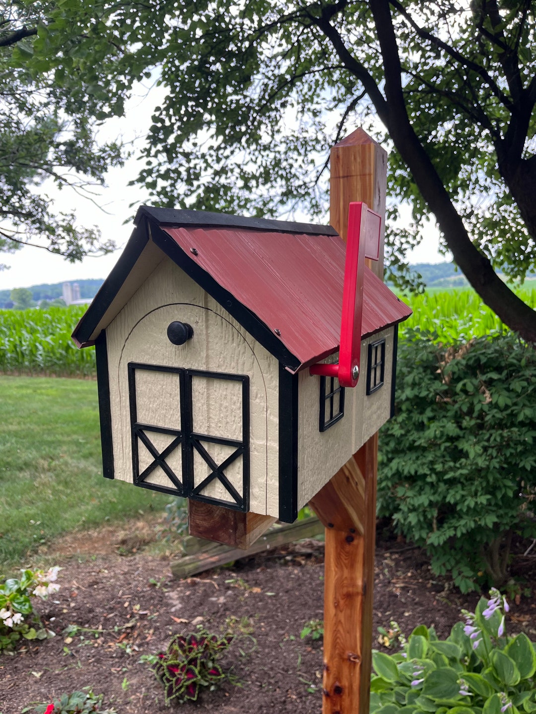 Wooden Barn Mailbox With a Durable Vinyl Shake Roof | Amish Made ...