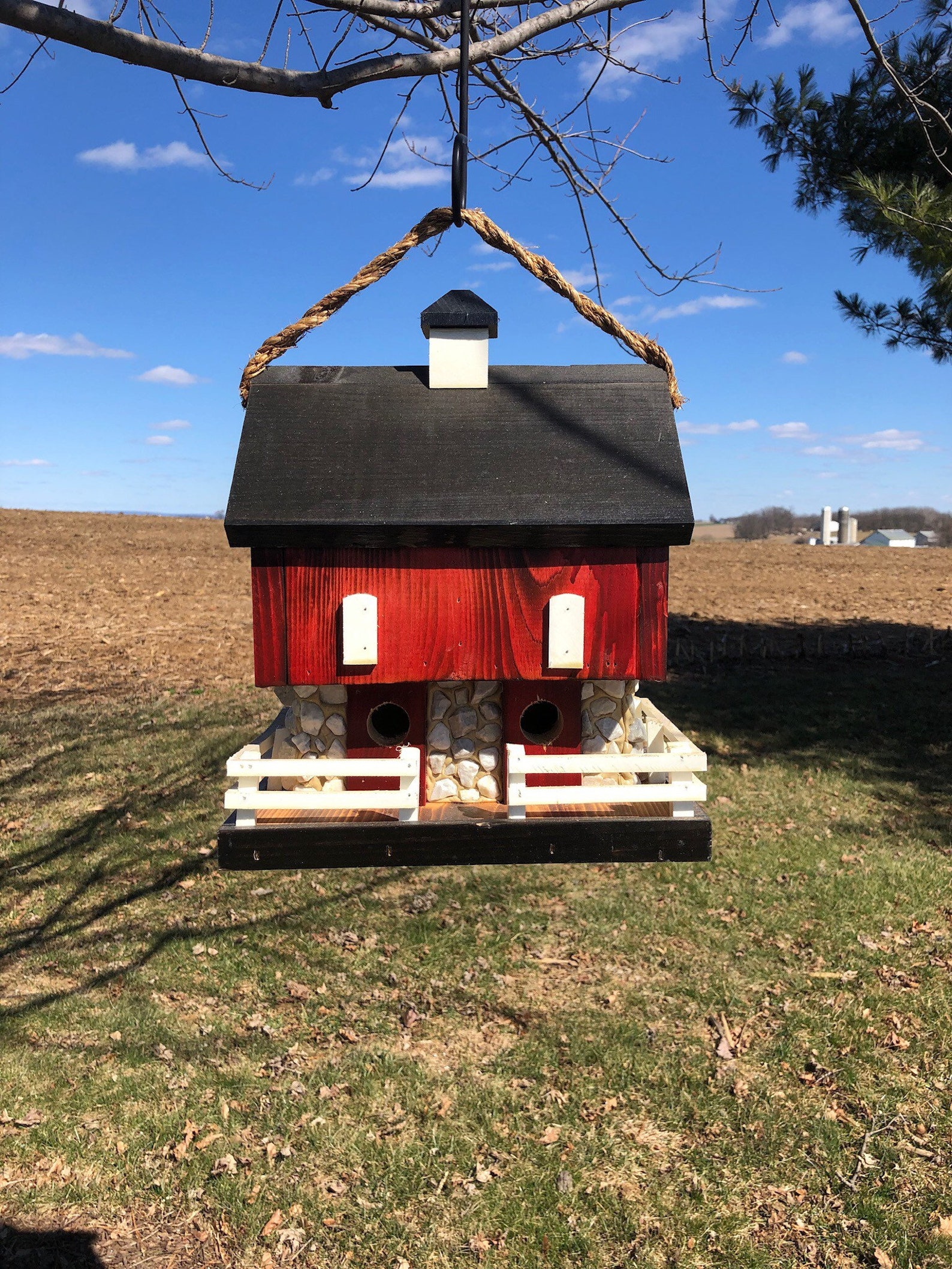 Barn Style Birdhouse Amish Made Wooden Birdhouse With Two - Etsy