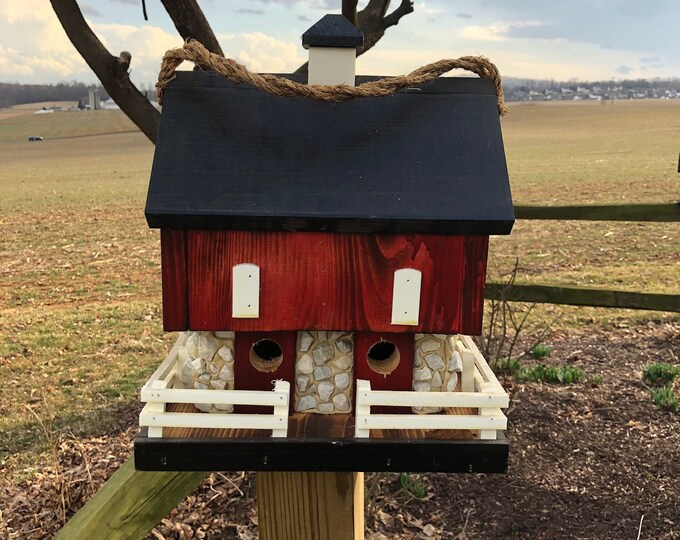 Barn Style Birdhouse Amish Made Wooden Birdhouse With Two - Etsy