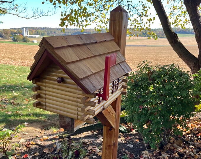 Wooden Log Cabin Mailbox | Amish Made | SS002 - Etsy