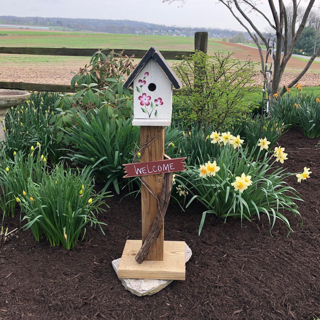 Welcome Sign With Birdhouse Porch Décor Garden Décor From - Etsy