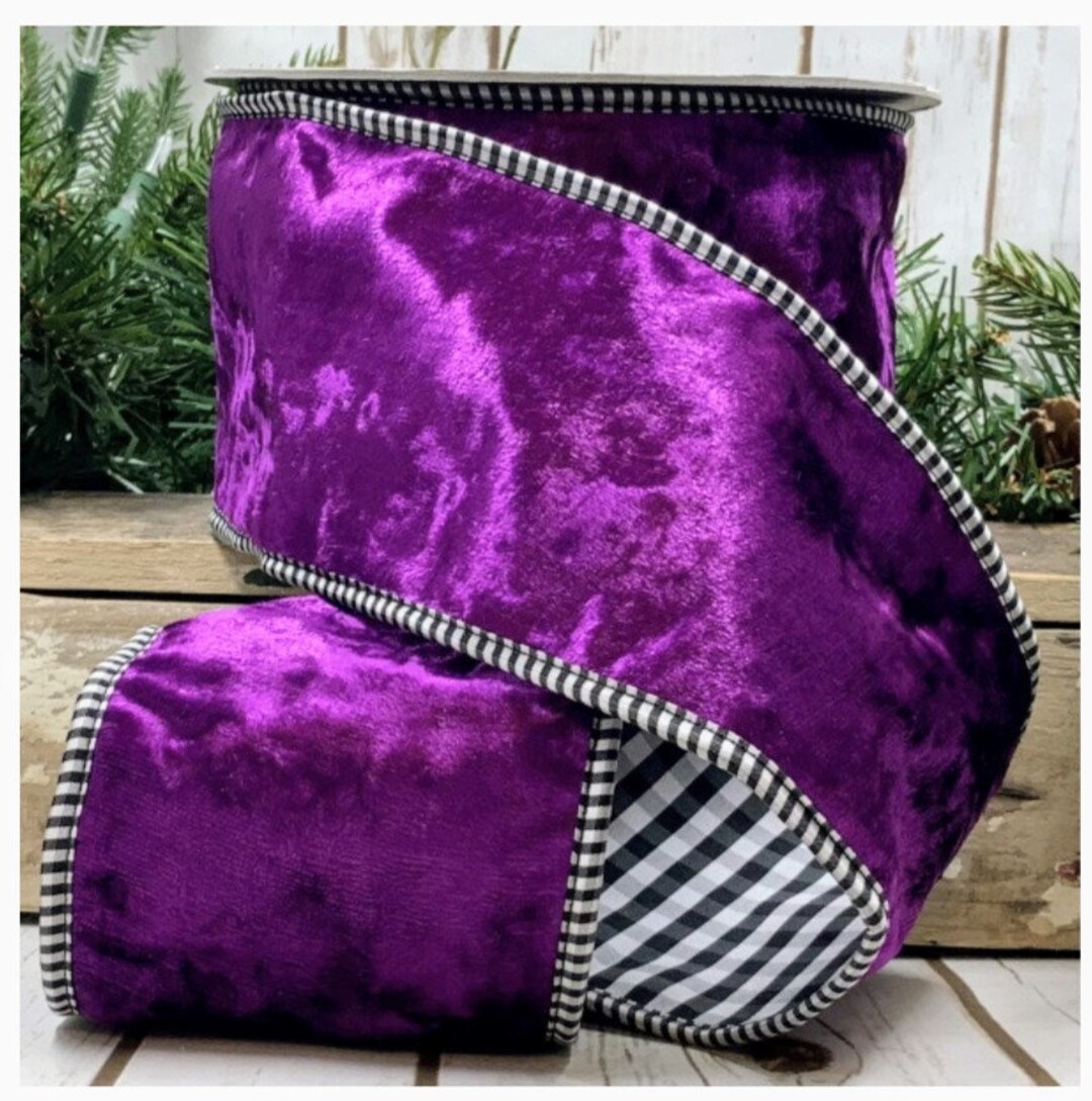 4 Purple Carousel Velvet W/striped Edge Ribbon - Etsy