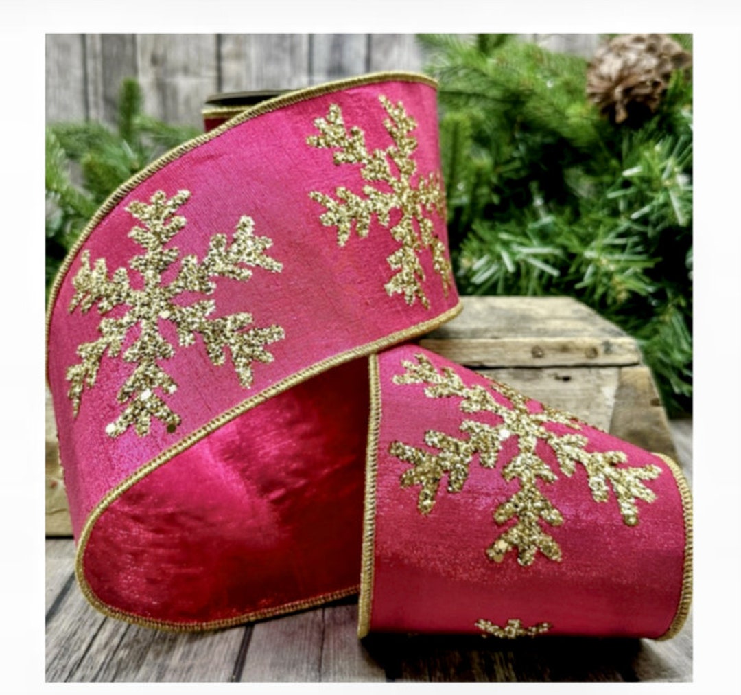 Hot Pink Glitter Snowflakes Ribbon 2.5 & 4 - Etsy
