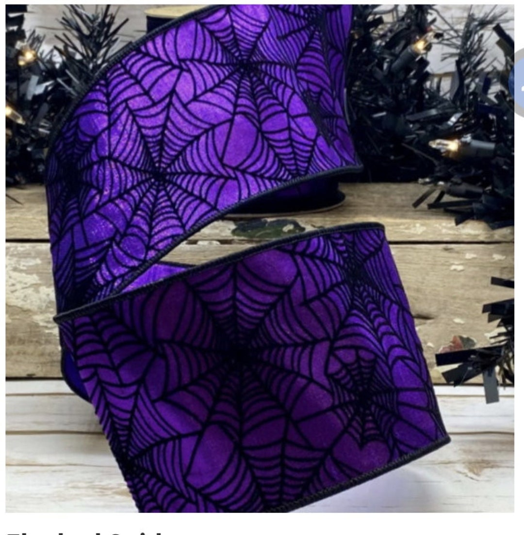 4 Purple Spider Web Ribbon W/flocked Webs - Etsy