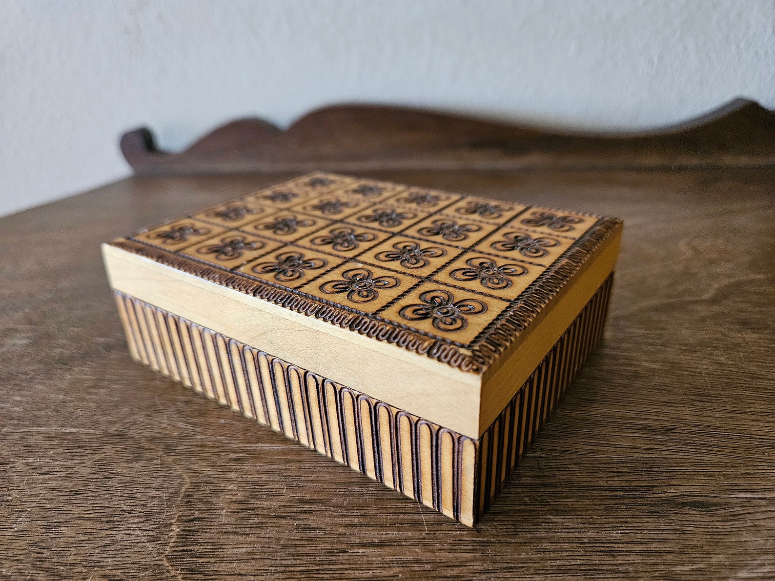 Small Wooden Trinket Box With Floral Design, Made in Poland - Etsy