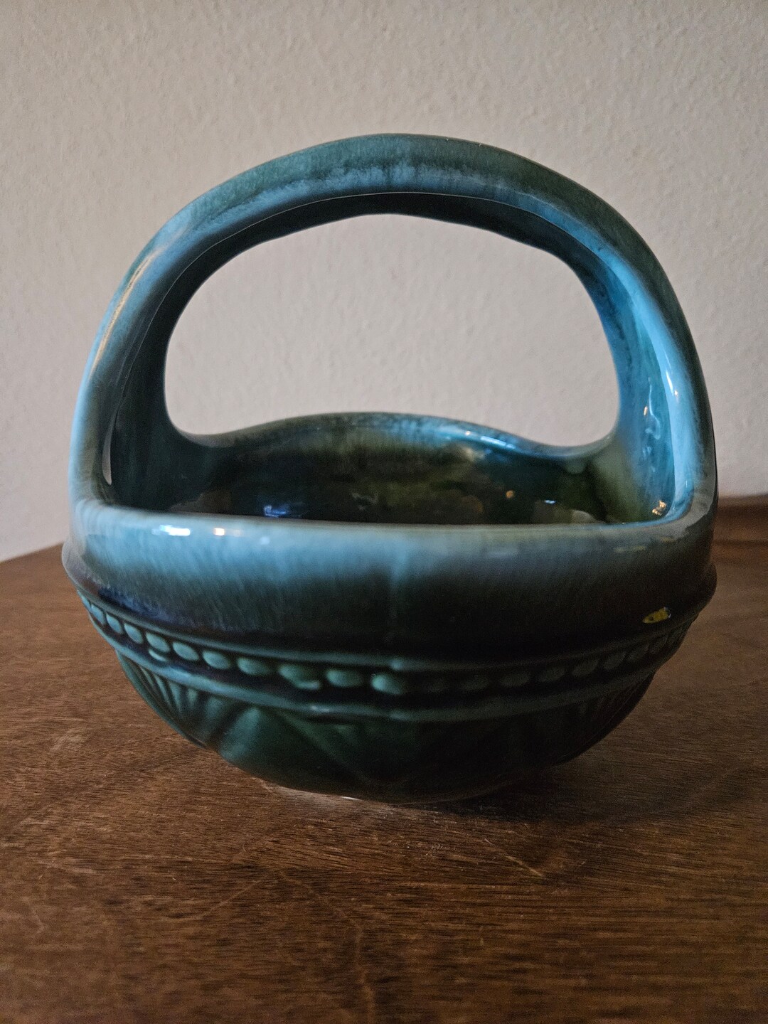 Vintage Hull USA Pottery Basket Planter Beaded Diamond Pattern - Etsy