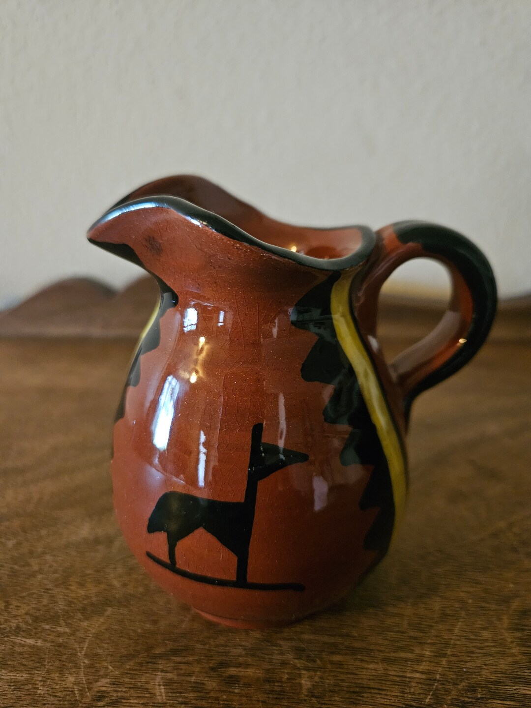 Vintage Hand Painted Pottery Pitcher From Peru - Etsy