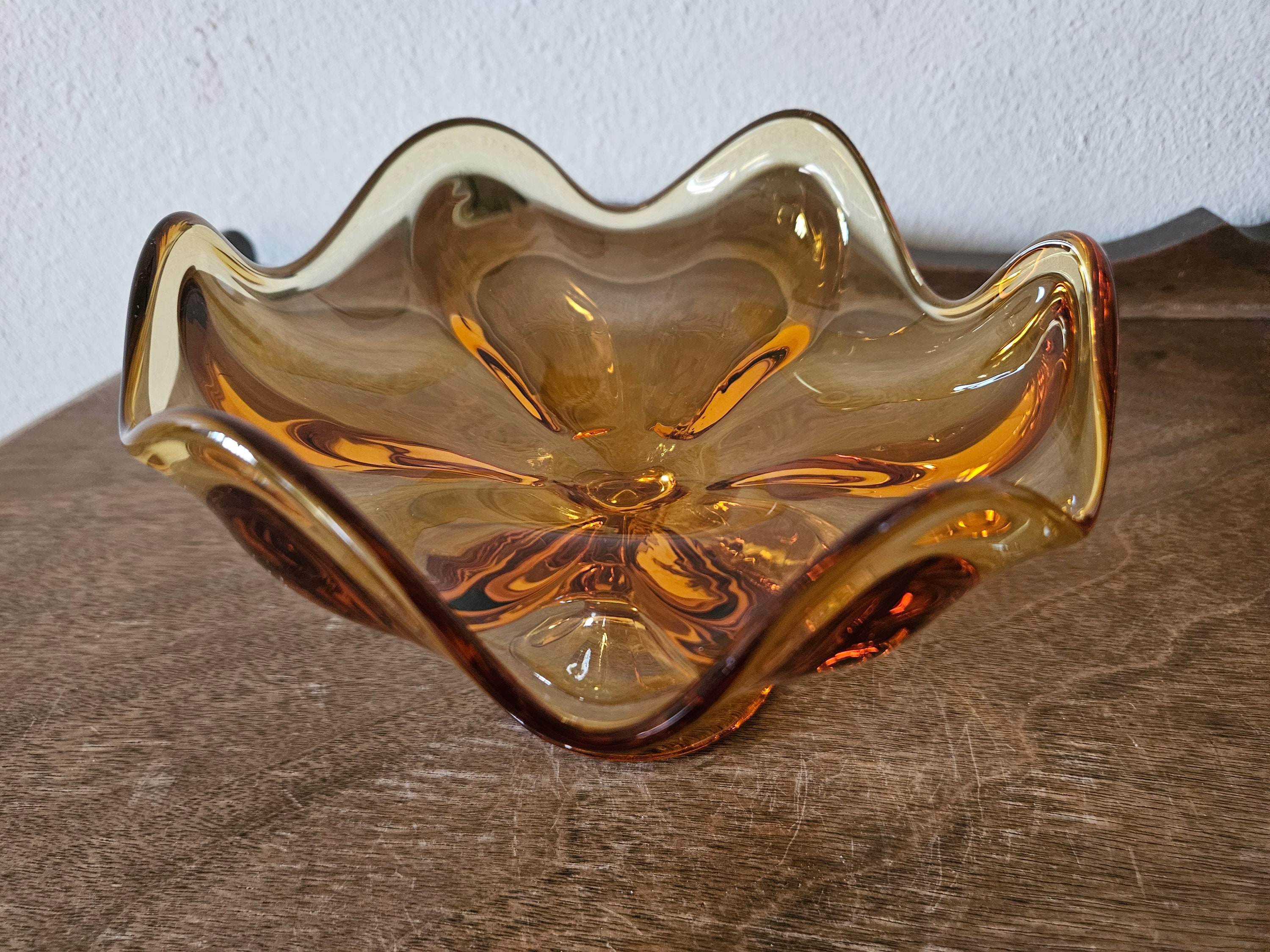 MCM Viking Glass Epic Amber Pedestal Bowl Compote, Candy Dish - Etsy