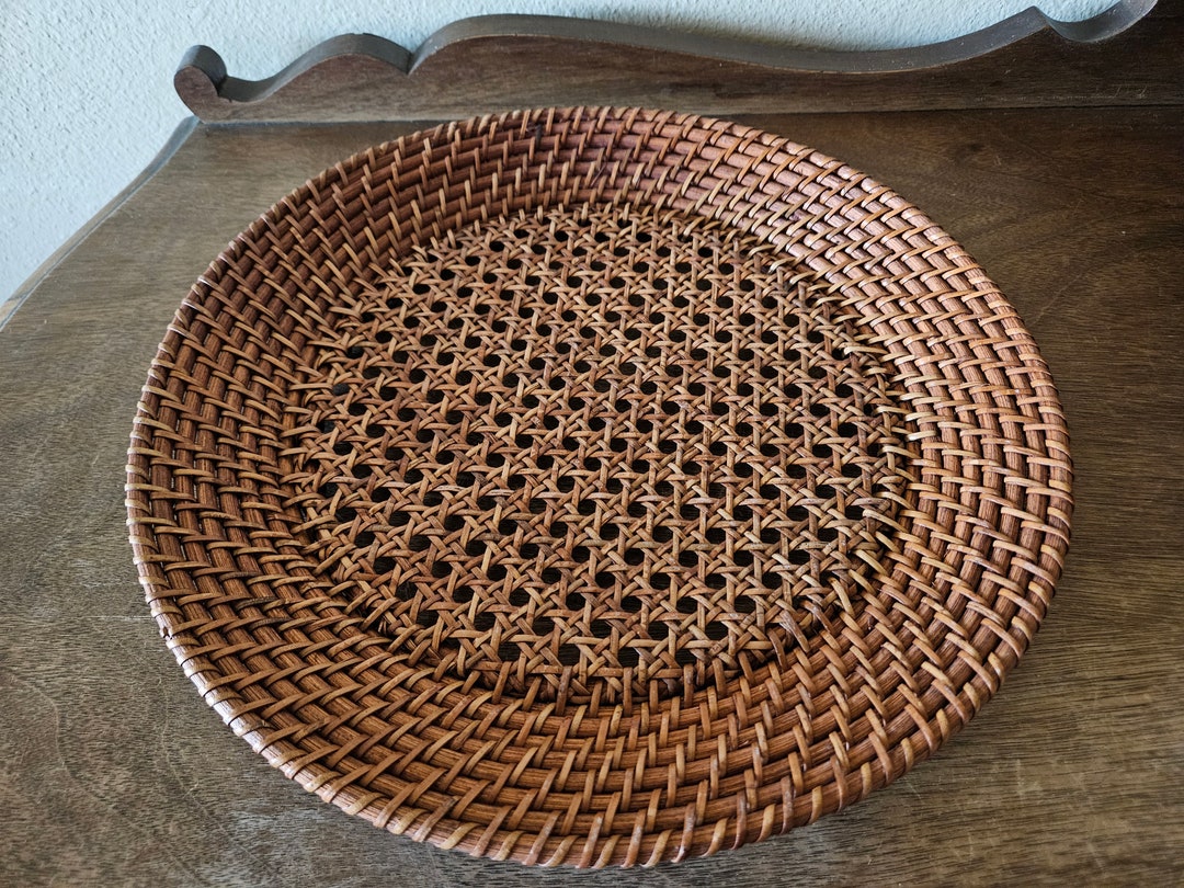 Vintage Round Wicker Wall Plate, Platter - Etsy