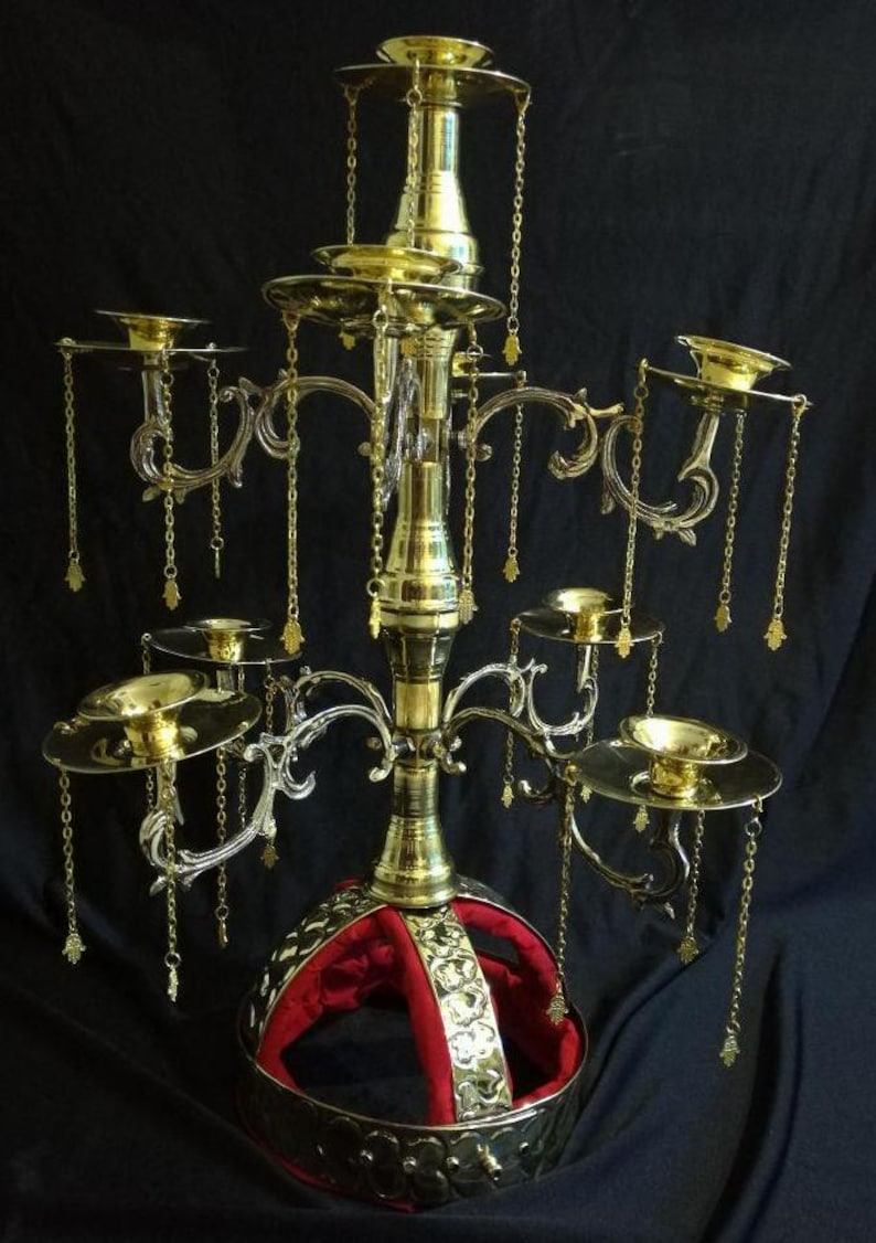 Egyptian Brass (gold) Belly Dance Shemadan , Candle Holder 9 Candles ...
