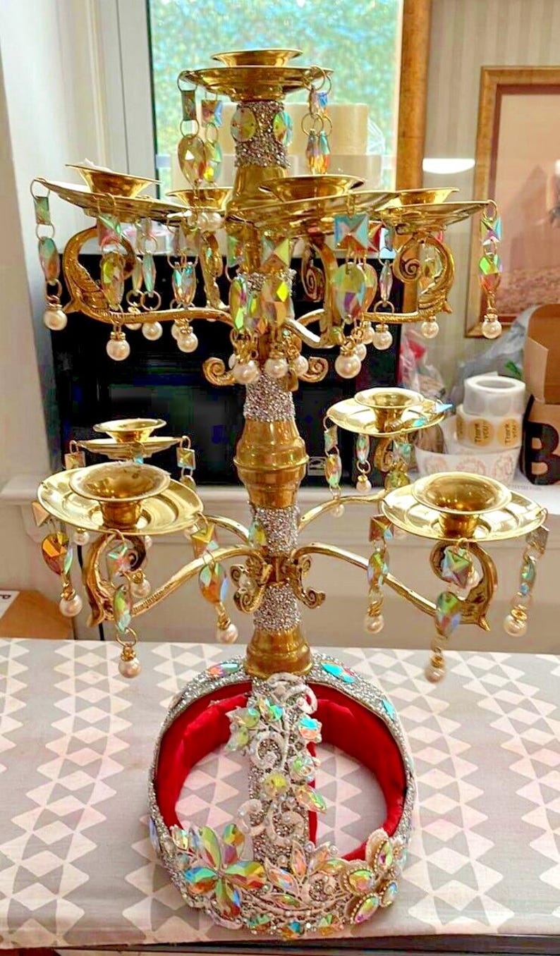 Egyptian Brass (gold) Belly Dance Shemadan , Candle Holder 9 Candles ...