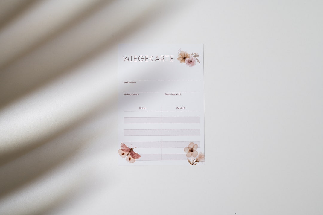 WEIGHING CARD IN FLORAL DESIGN: A Special Keepsake for Midwives and ...
