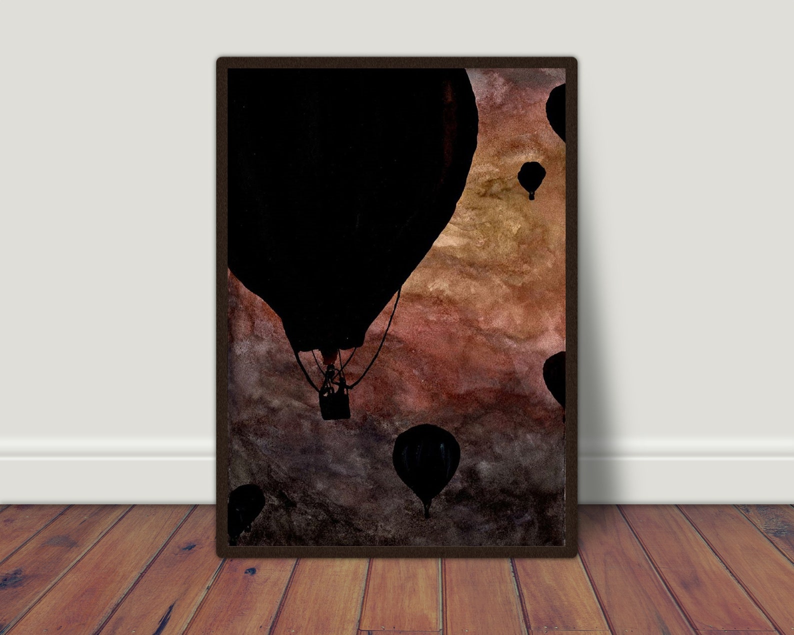 Original Air Balloon A4 Print/ Hot Air Balloon Art/ Silhouette Art ...
