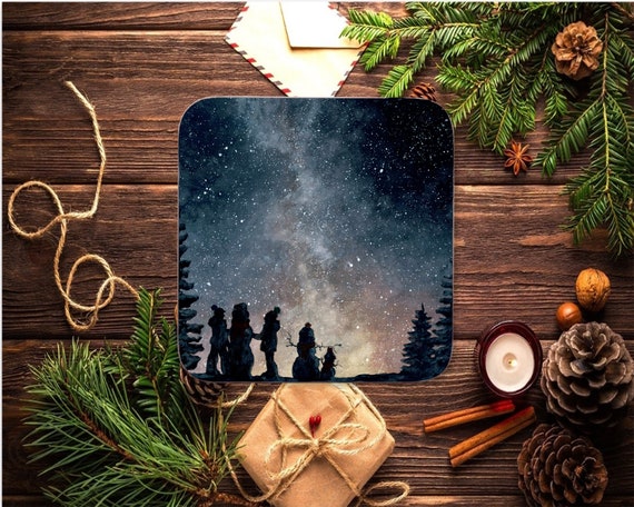 Original 'snowman' Christmas MDF Coaster Festive - Etsy