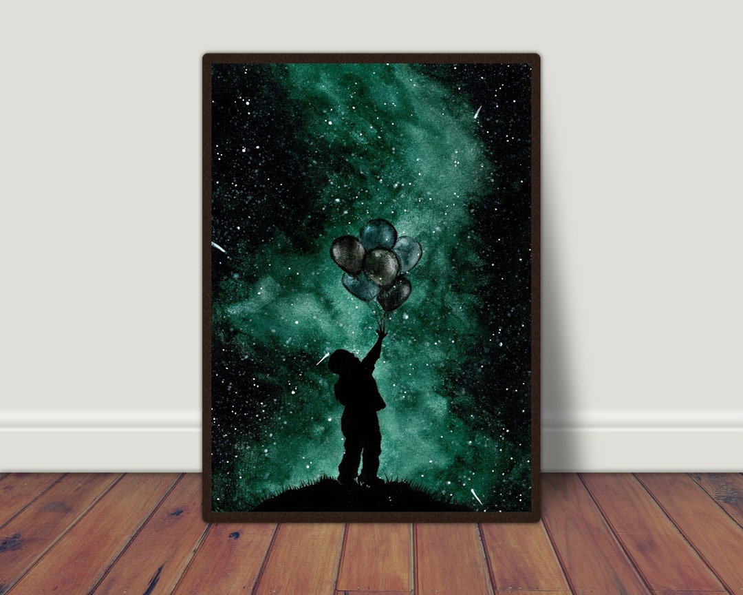 Original 'balloons' A4 Art Print/ A4 Silhouette Print/ Galaxy Art - Etsy