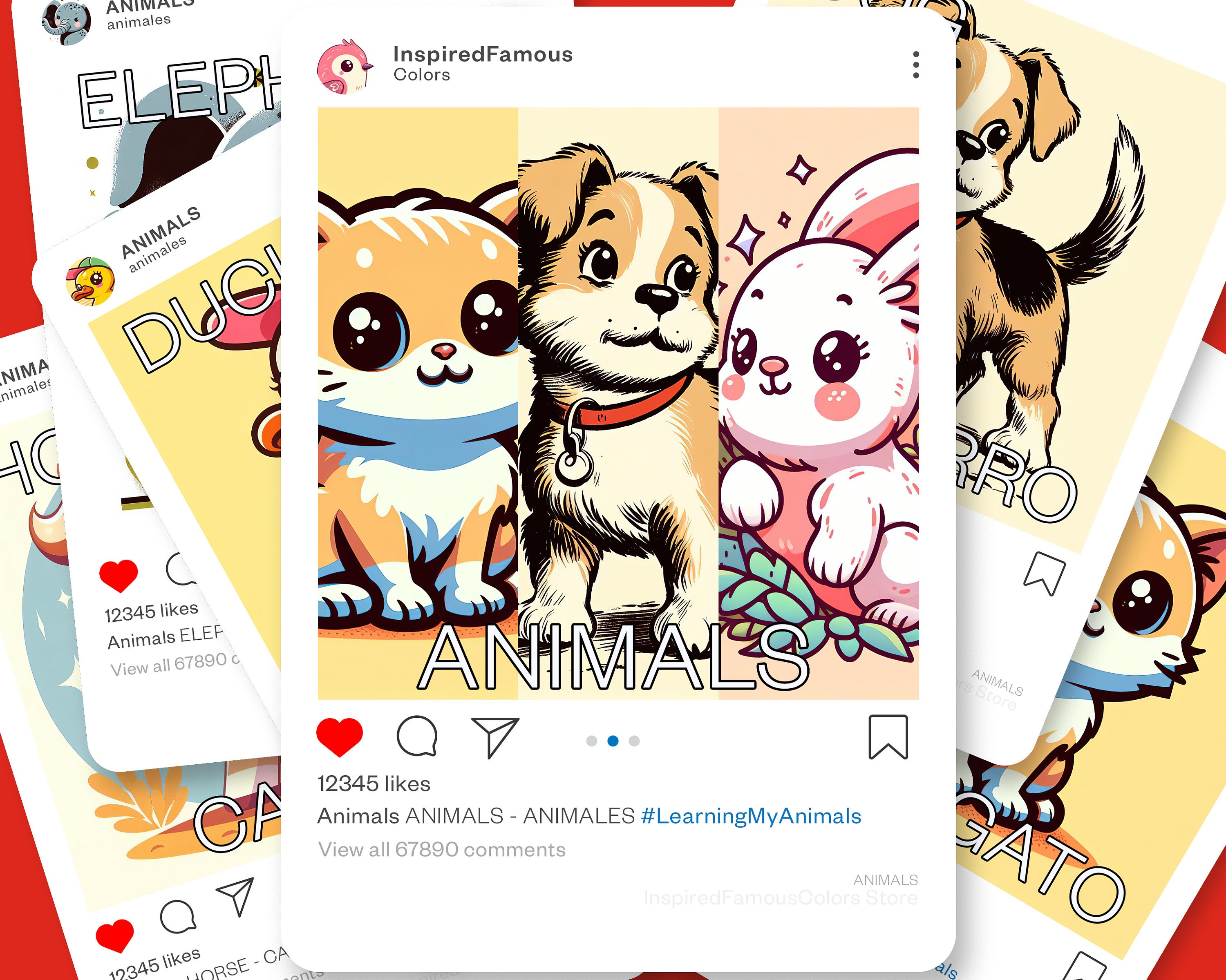 Bilingual Instagram Flashcards for Kids: BUNDLE 1 - Etsy