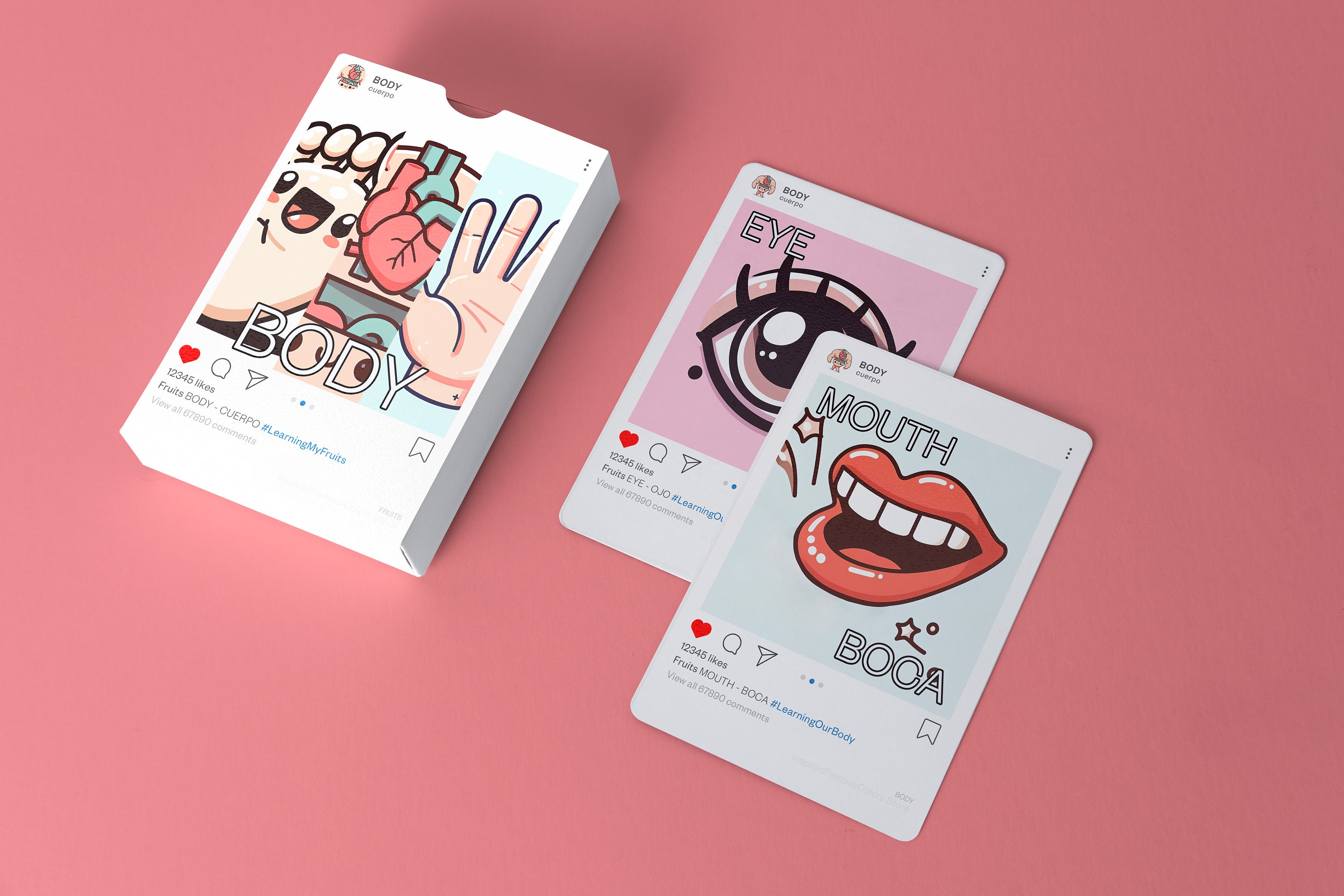 Bilingual Instagram Flashcards for Kids: Our Body - Etsy