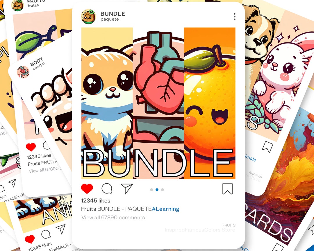 Bilingual Instagram Flashcards for Kids: BUNDLE 1 - Etsy