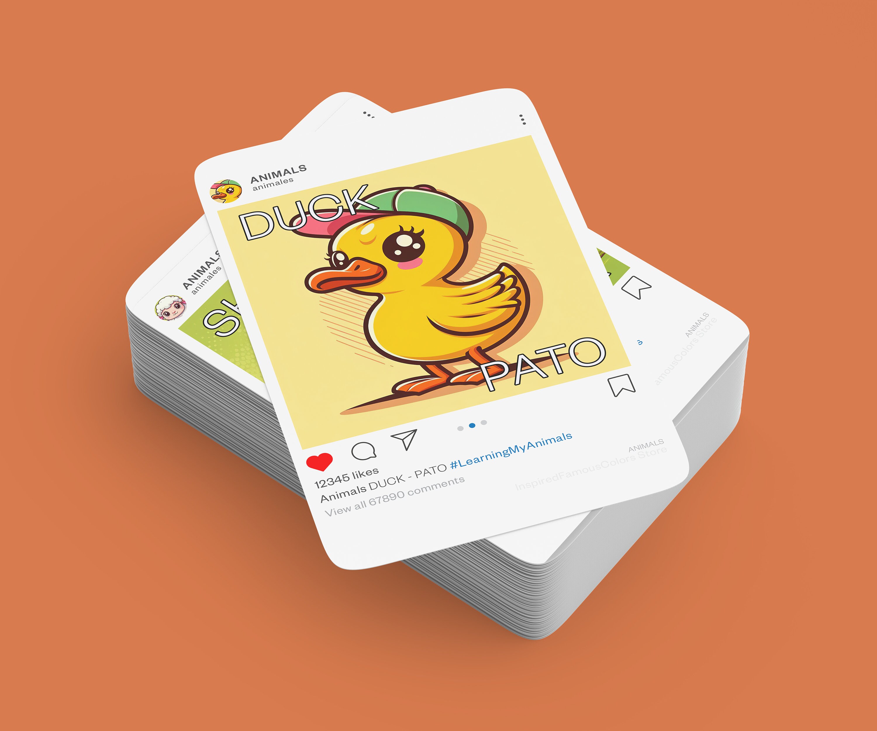 Bilingual Instagram Flashcards for Kids: Animals - Etsy