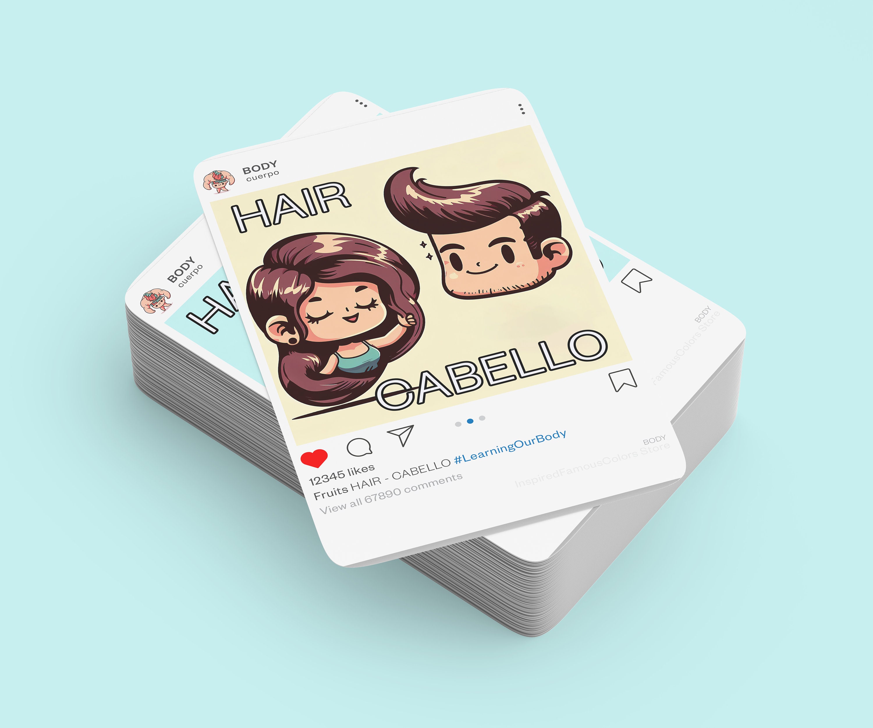 Bilingual Instagram Flashcards for Kids: Our Body - Etsy