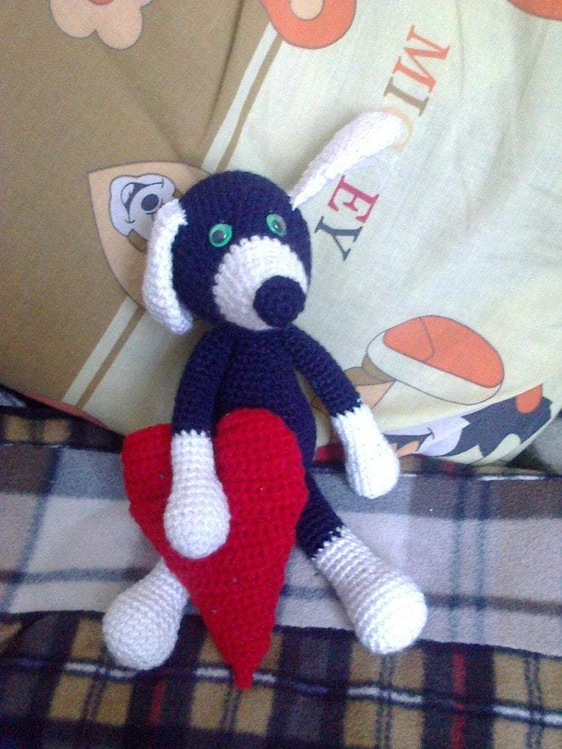 Blue Dog Soft Toy 9.8 Height 25cm Cute Stuffed Handmade | Etsy