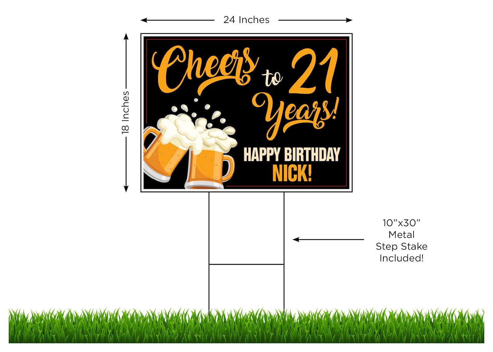 Cheers to 21 Years Birthday Yard Sign - Custom Age - Etsy