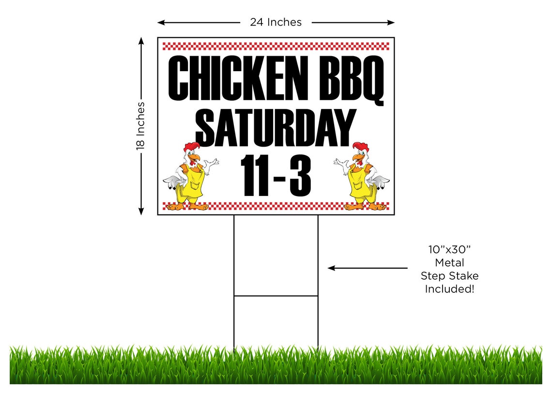 CHICKEN BBQ - Yard Sign, Lawn Sign, Coroplast, Corrugated Plastic ...