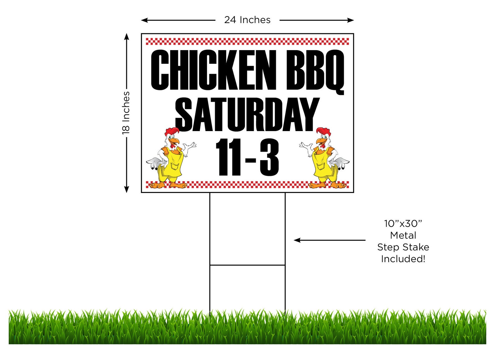 Chicken BBQ Yard Sign – Double-sided Coroplast, Stake Included (24x18 ...