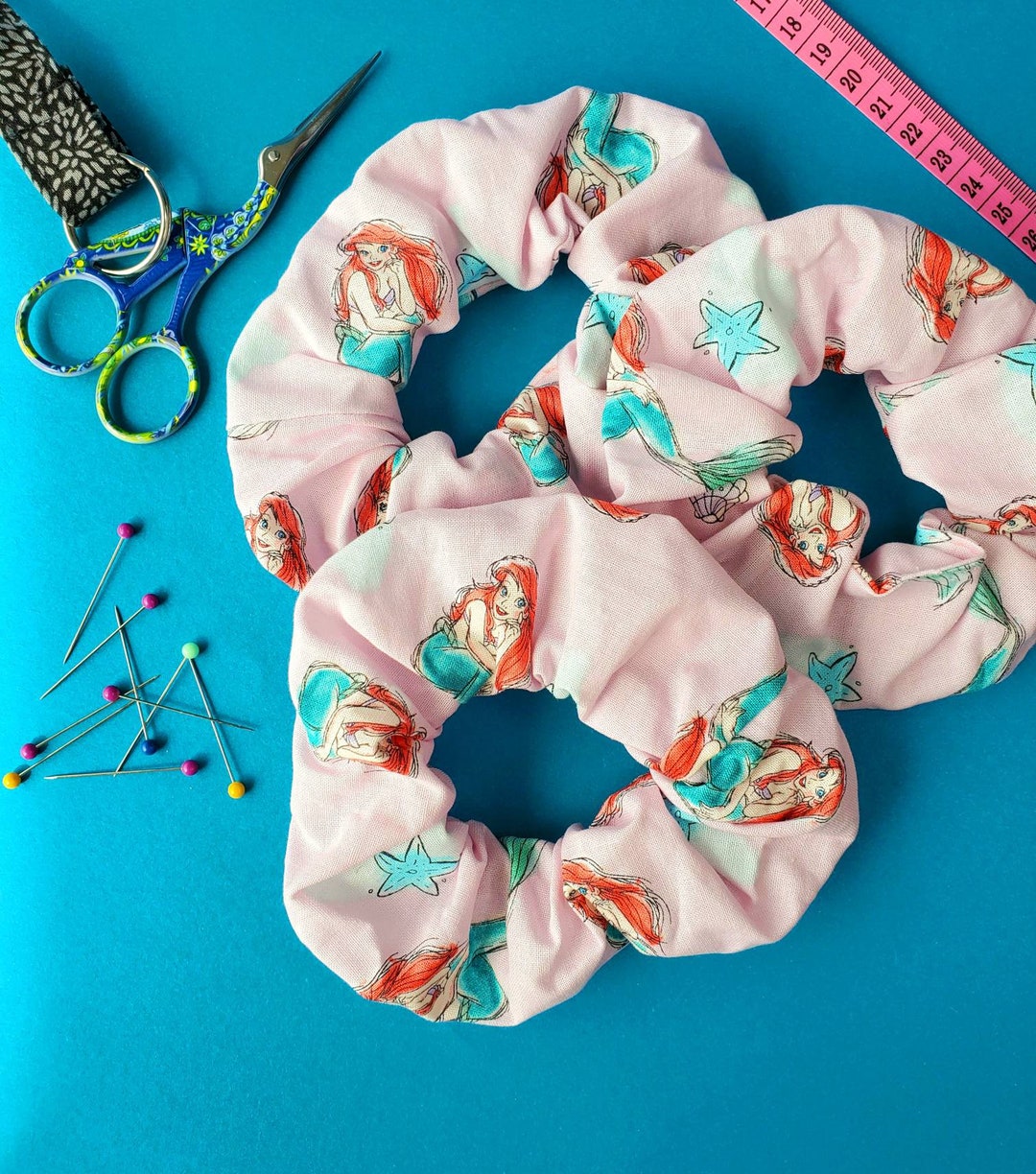 Little Mermaid Pink Under the Sea Scrunchie - Etsy