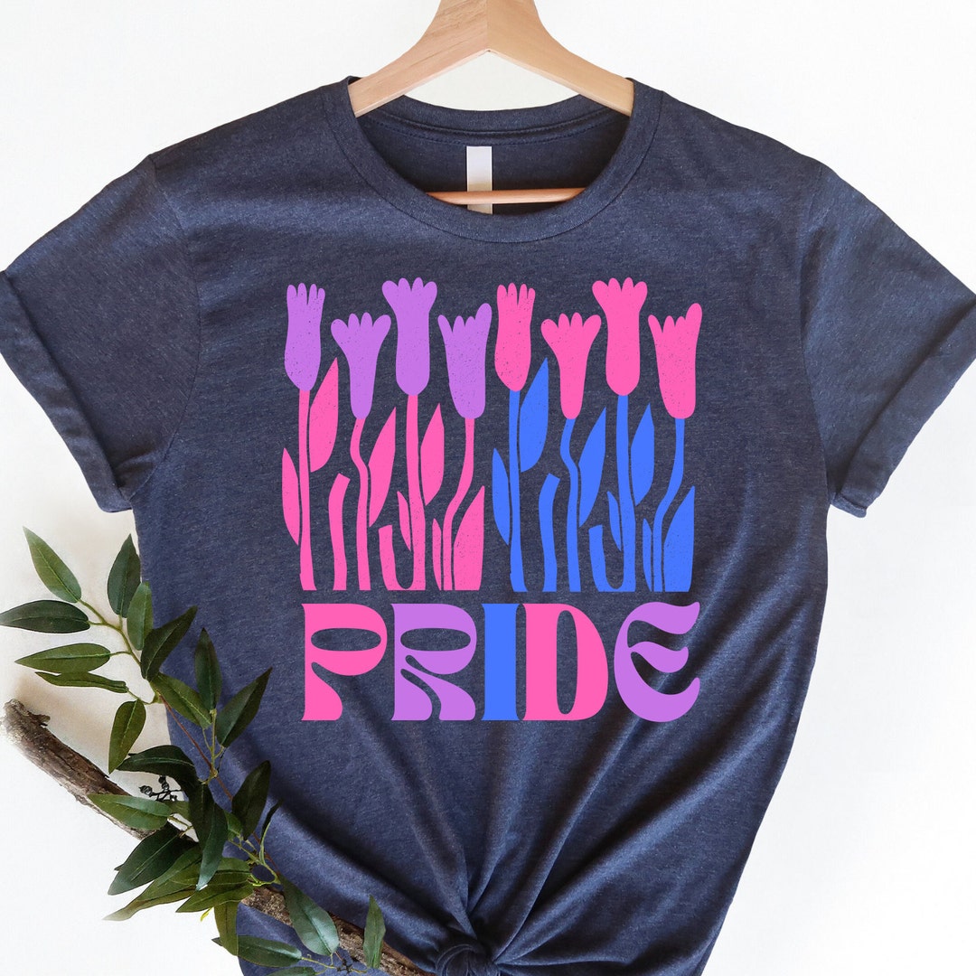 Subtle Bi Pride Shirt, Flower Bi Pride Shirt, Floral Bisexual Pride ...