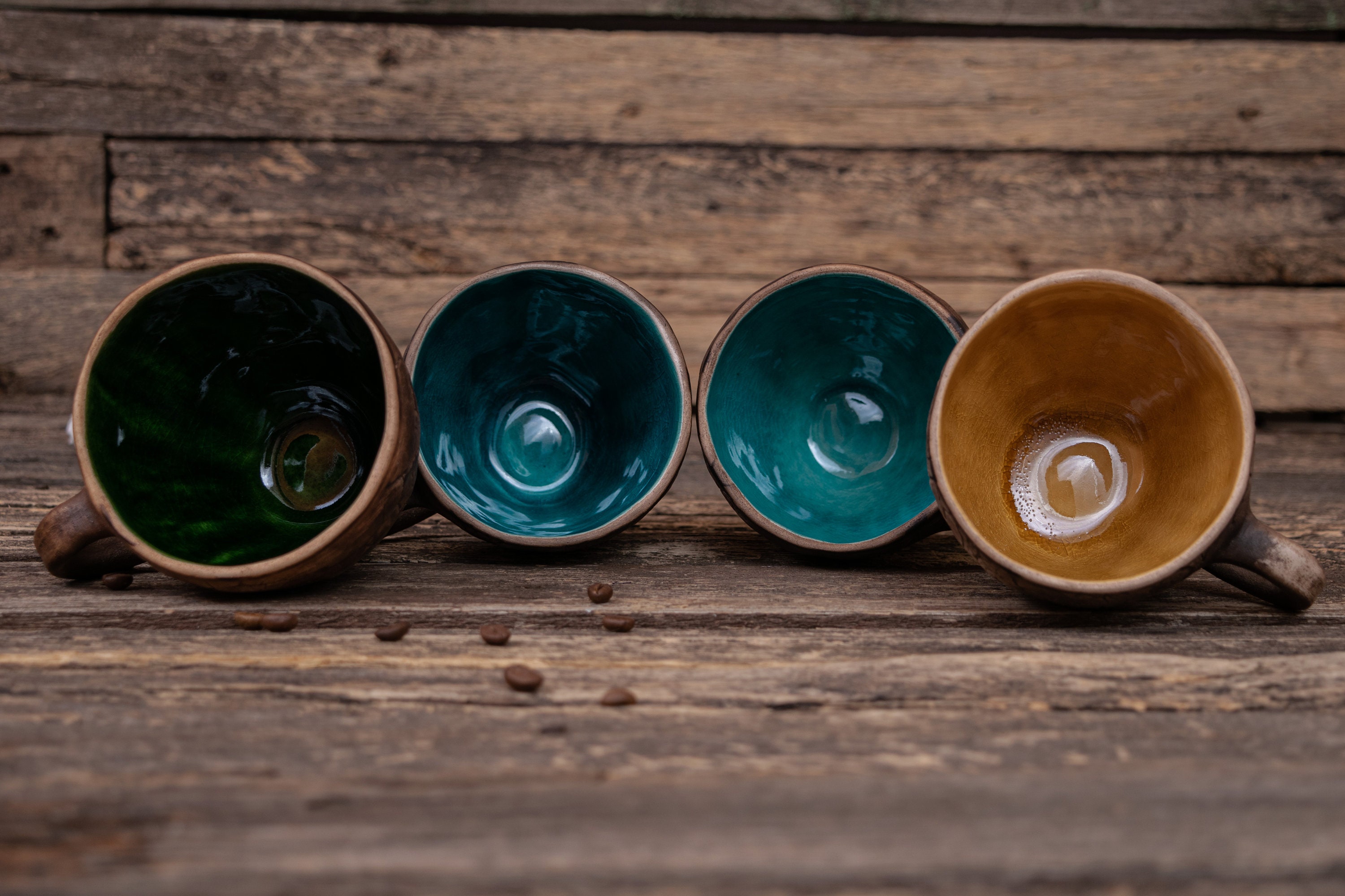 Handmade Ceramic Plant Mugs || 4 Pottery Mugs Set, Plant Imprint Mug ...
