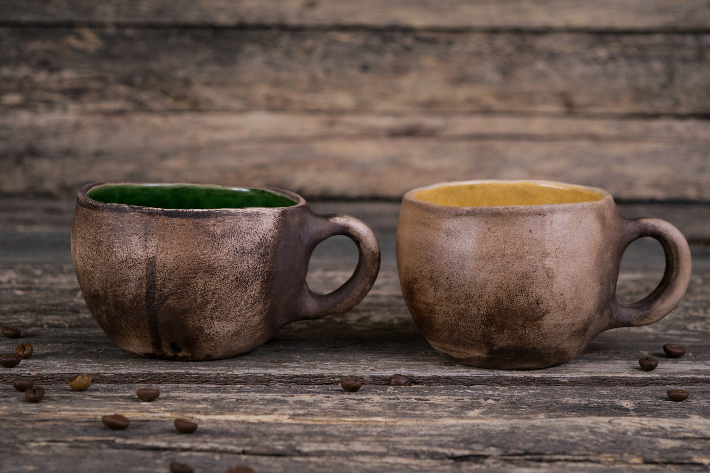 Two Mugs Set Clay Coffee Mugs Handmade Ceramic Mugs Unique | Etsy