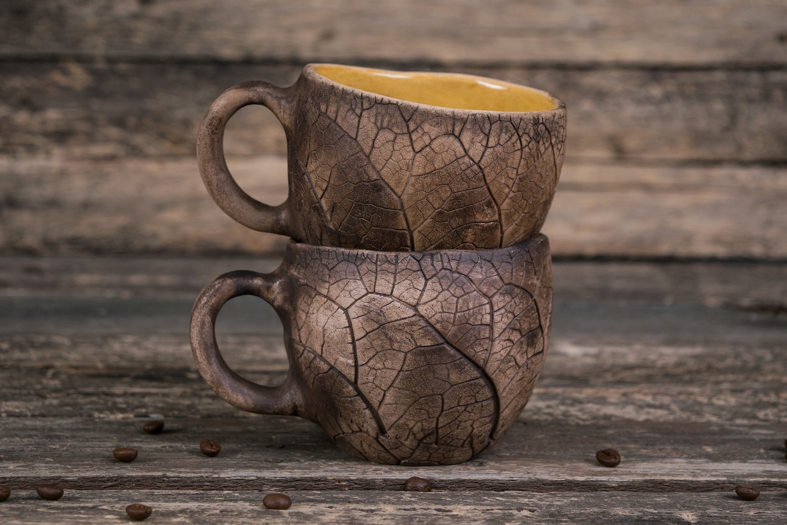 Set of two unique ceramic mugs Handmade pottery mugs with | Etsy