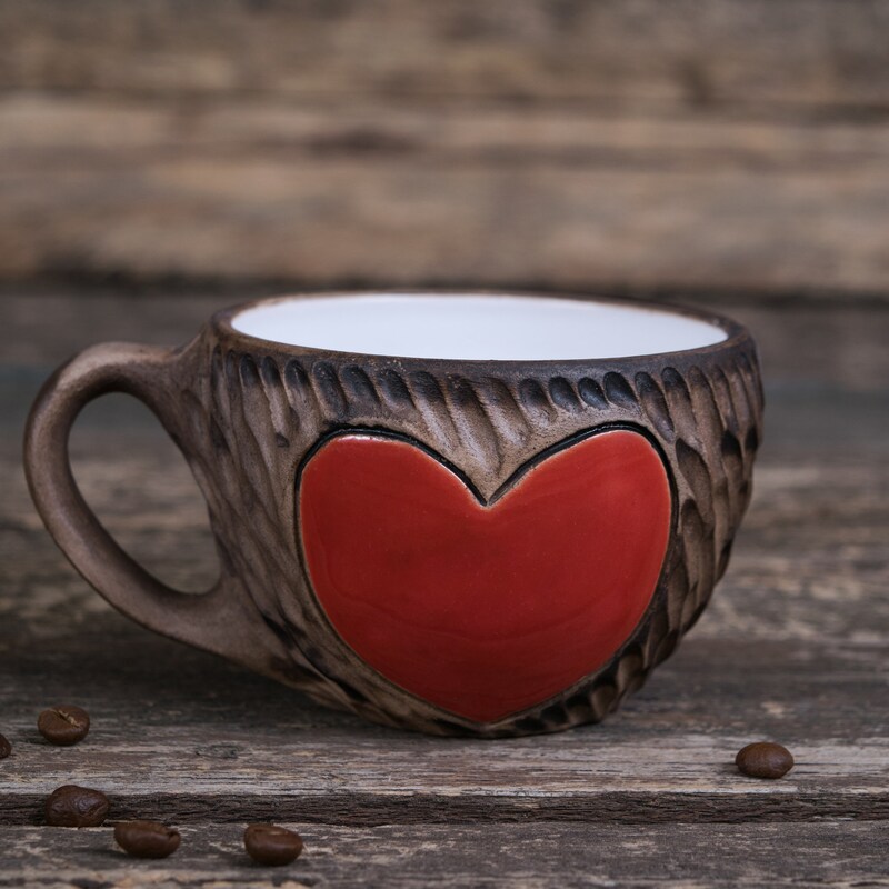Red Heart Mug - Etsy