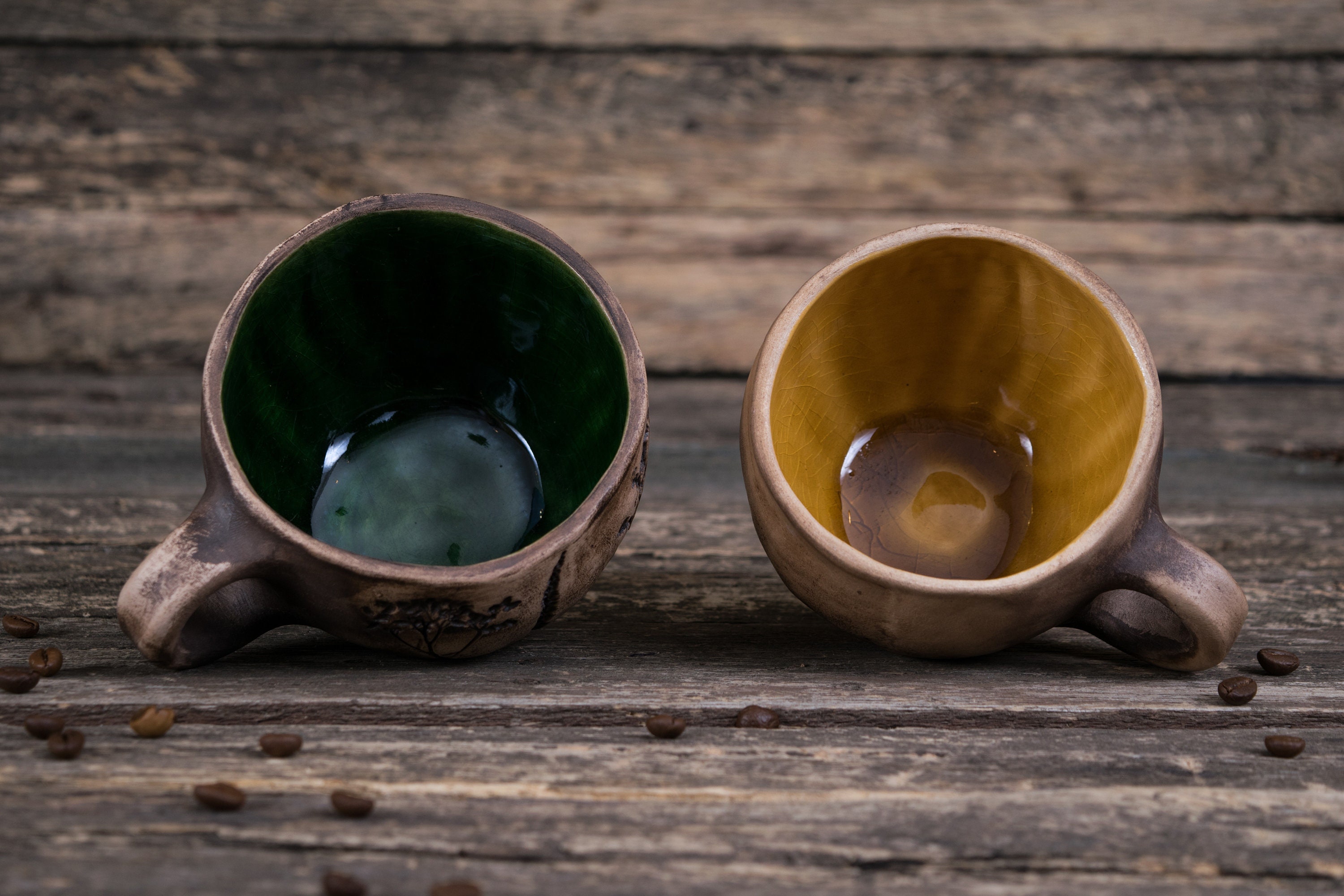 Two Mugs Set Clay Coffee Mugs Handmade Ceramic Mugs Unique | Etsy