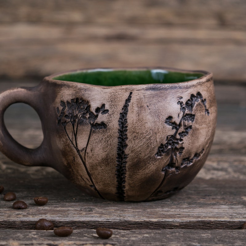 Stoneware Botanical Mugs - Etsy